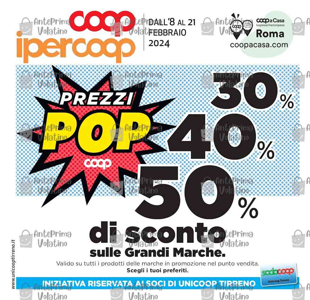 Volantino Coop Ipercoop Tirreno dal 8 al 21 febbraio 2024