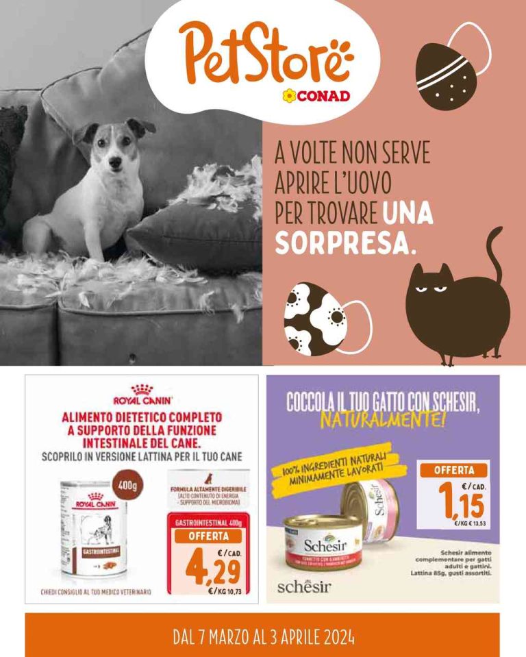 Volantino Conad Pet Store dal 7 marzo al 3 aprile 2024