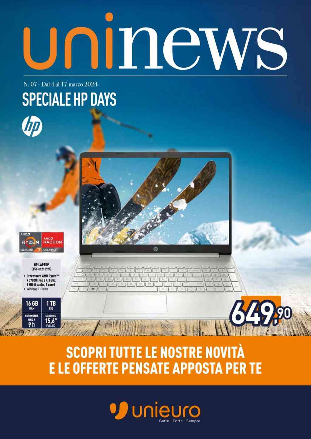 Volantino Unieuro Speciale HP Days dal 4 al 17 marzo 2024