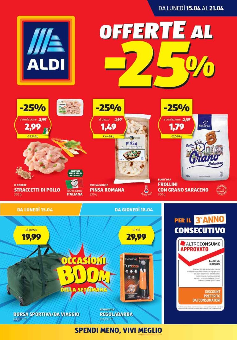 Volantino Aldi dal 15 al 21 aprile 2024