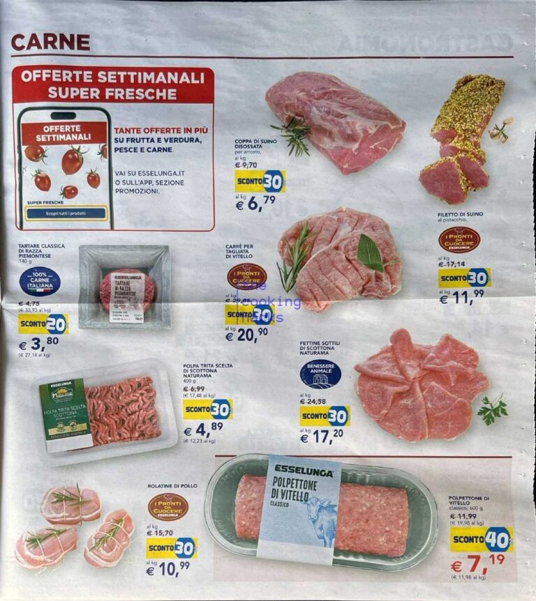 Offerte Carne Esselunga: anteprima sconti dal 26 settembre 2024